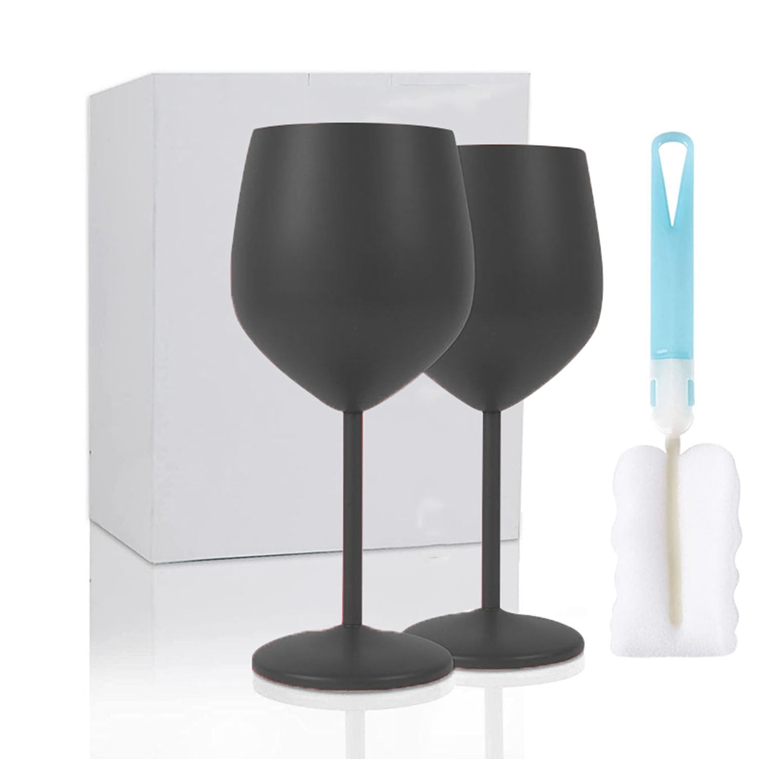 Leyfeng Stainless Steel Wine Glasses, 18 oz, Black Wine Glasses for ...