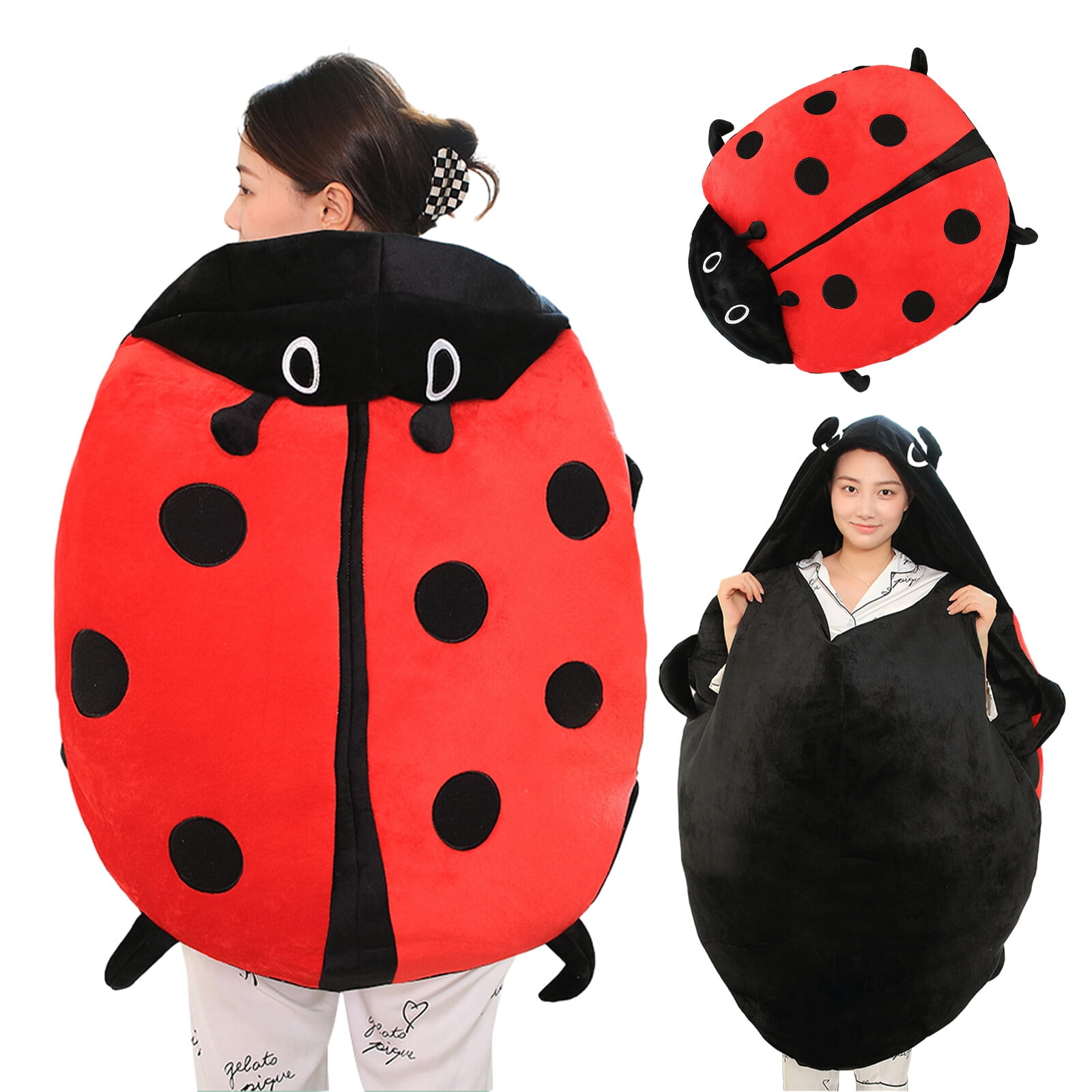 Leyfeng Wearable Ladybug Pillow Cute Warm Sleeping Wearable Plush ...