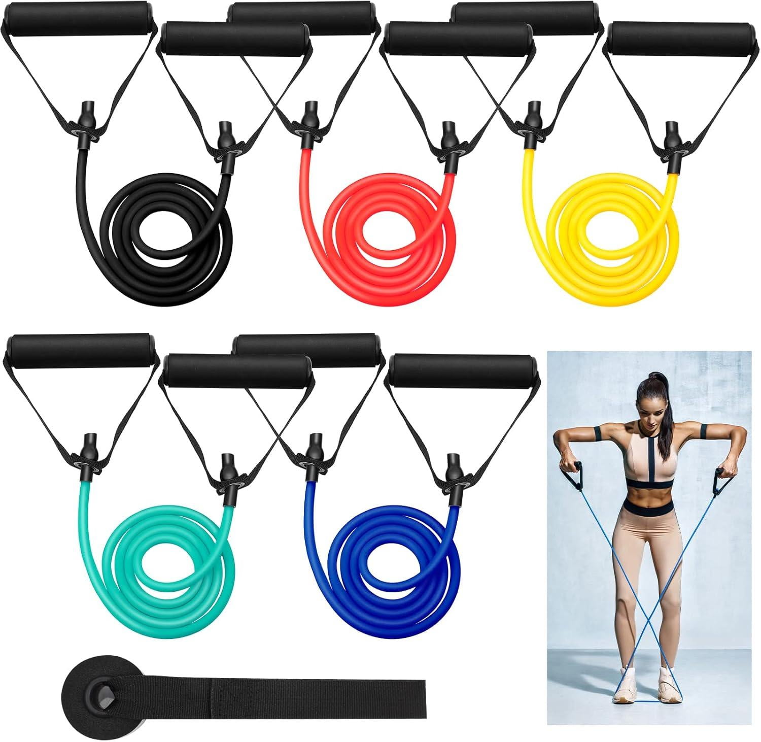Leyndo 5 Pcs Exercise Resistance Bands with Handles Physical Resistance ...