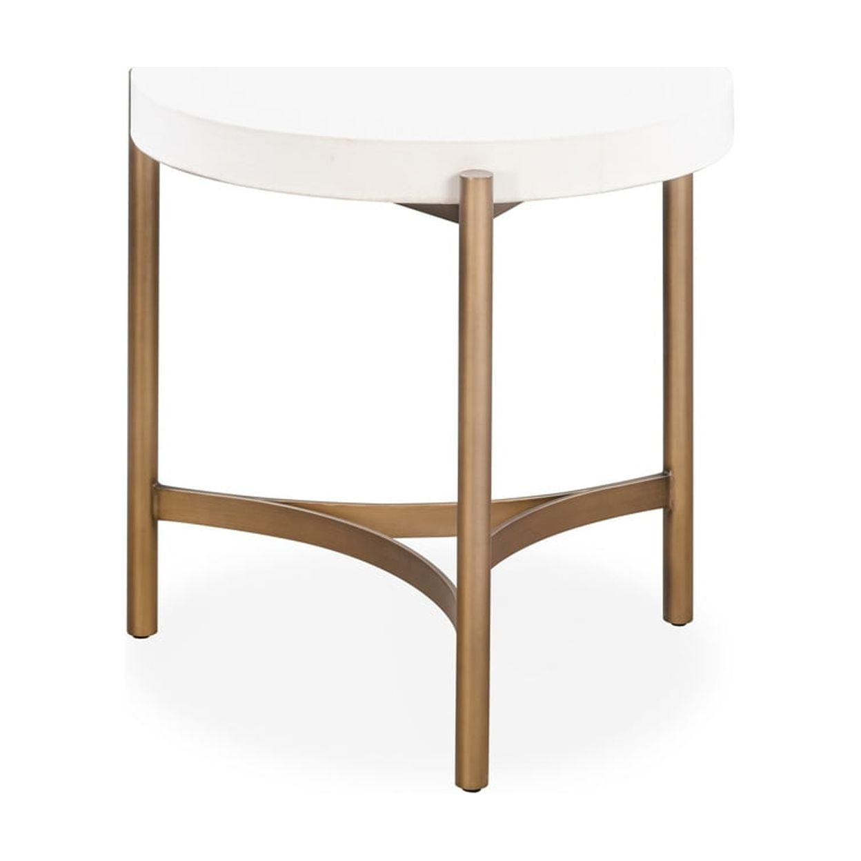Leyu 23 Inch Round Side End Table, White Concrete Top, Bronze Tripod ...
