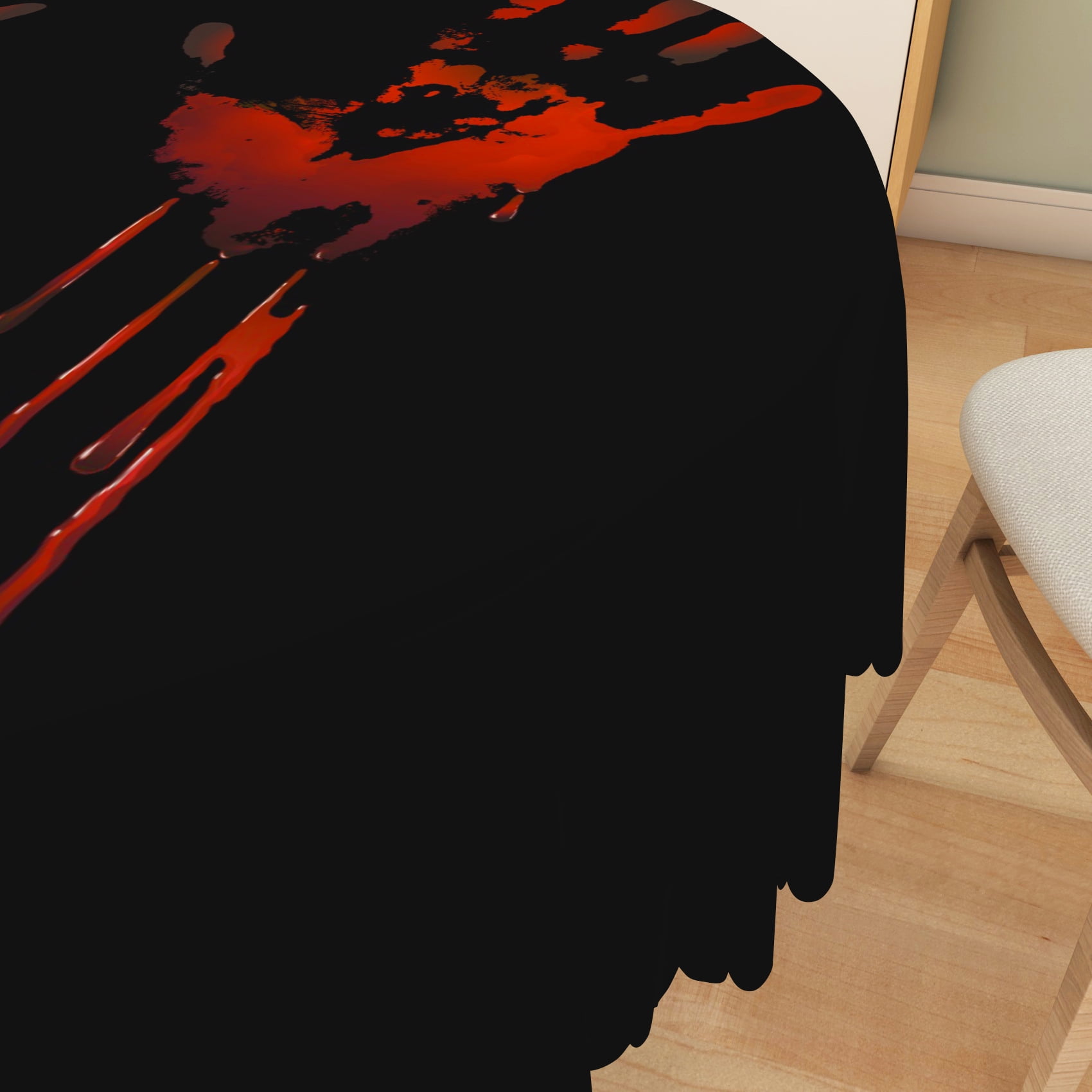Lfeey Black Round Tablecloth, Bloody Hands Horror Halloween Party Table ...