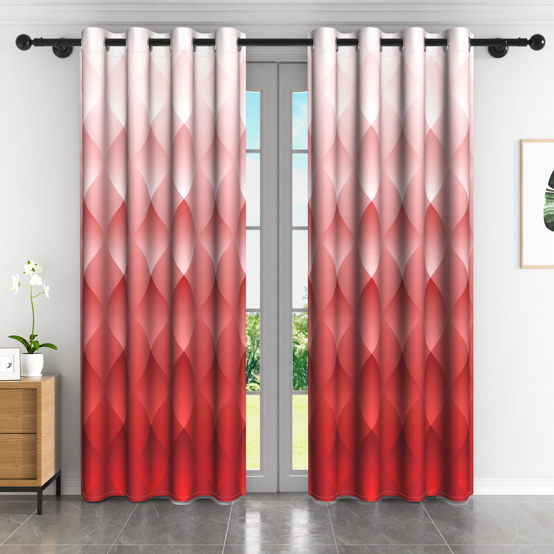 Lfeey Blackout Curtains Red Gradient, Room Darkening, 42x84 inches, 2 ...