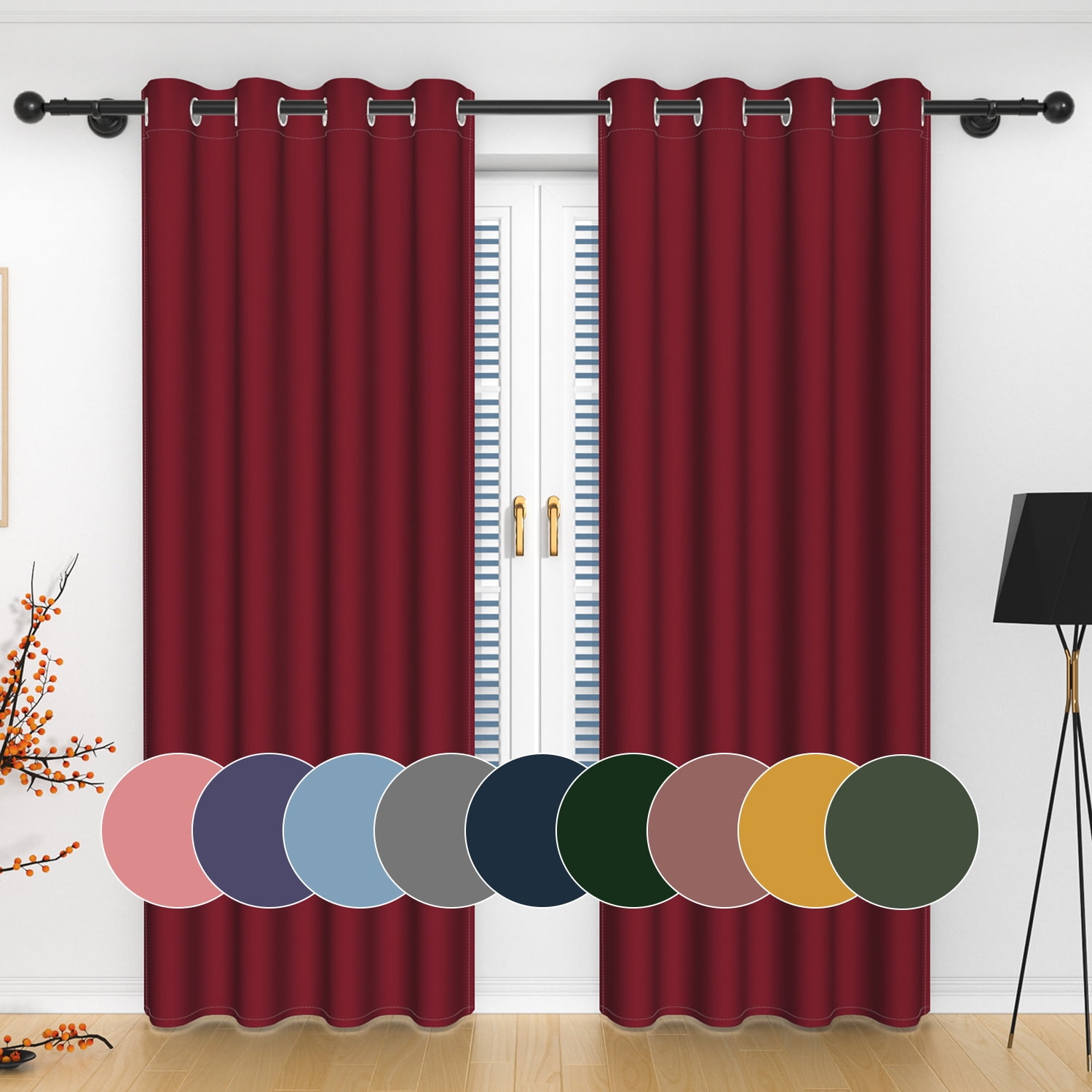 Lfeey Grommet Drapes for Living Room Bedroom Window, 63 inch Length 2 ...