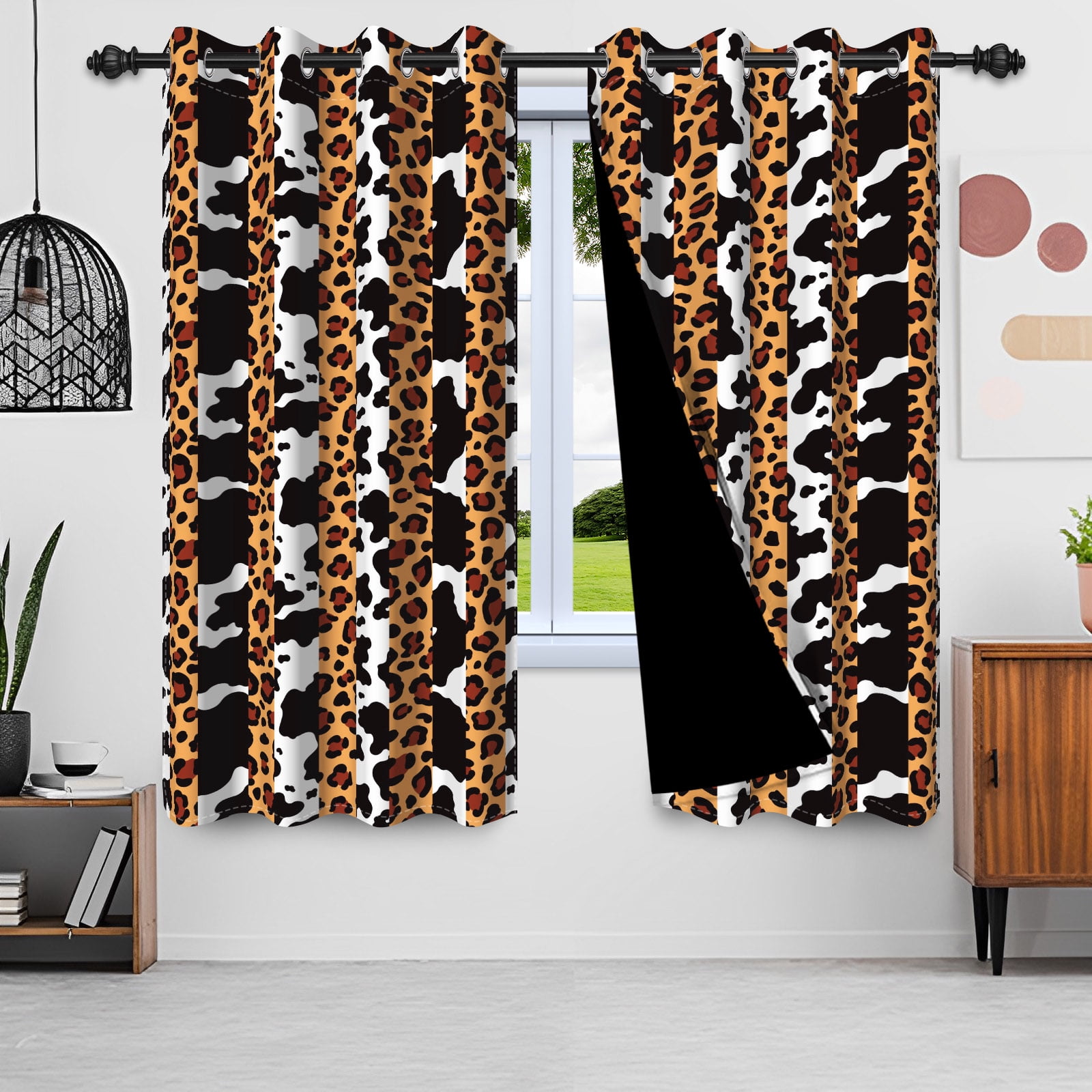 Lfeey Leopard Print Wild Blackout Drapes for Room Bedroom Window Light ...