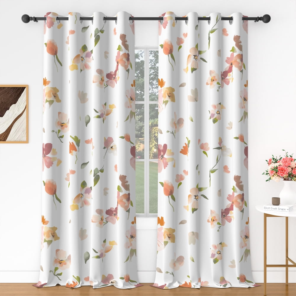 Lfeey Spring Floral Blackout Curtains for Bedrooms, 52x96 inches, 2 ...