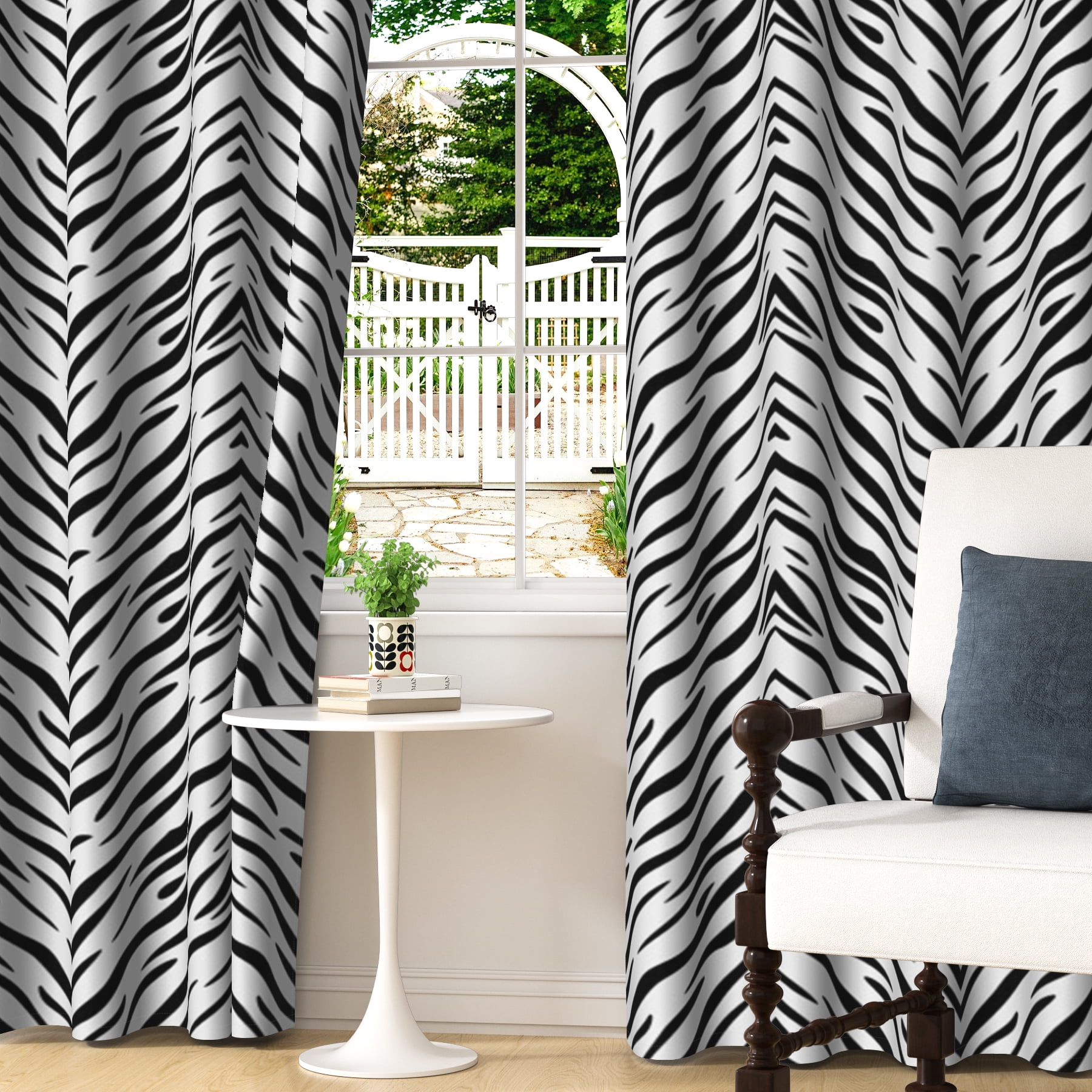 Lfeey Striped Abstract Blackout Curtains, Zebra Print Black Room ...