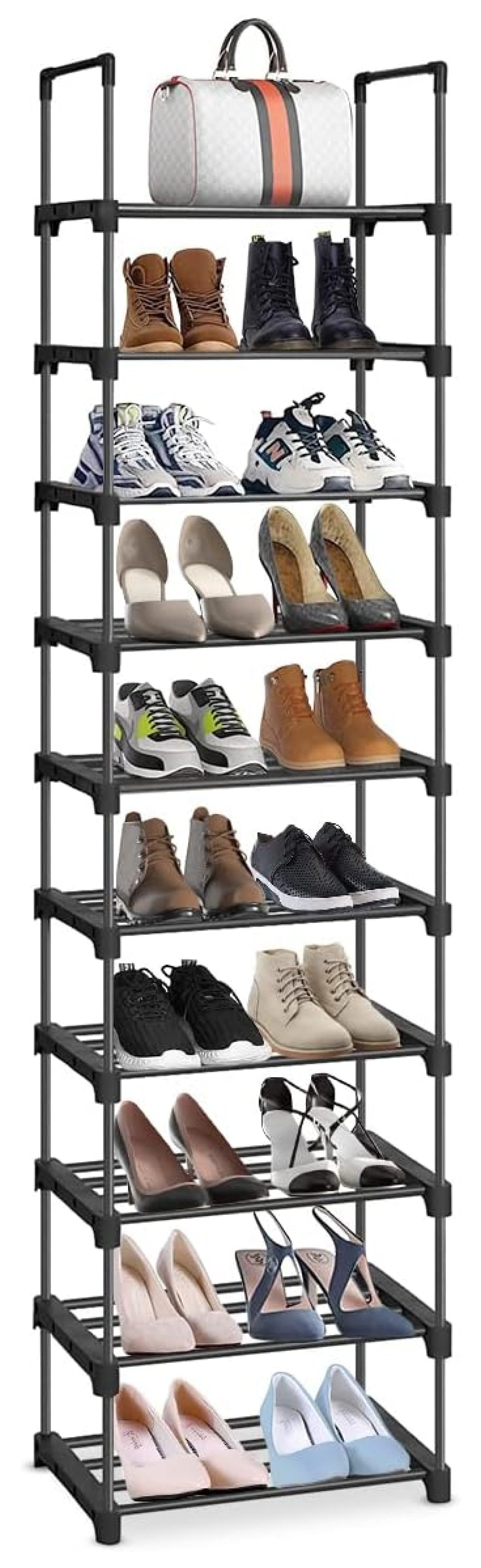 LfucQd 10 Tiers Tall Shoe Rack, Space-Saving Narrow Shoe Rack, 20 Pairs ...