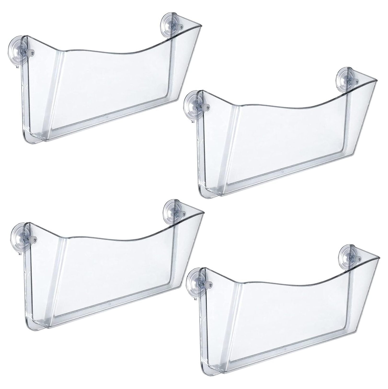 LfucQd 250055 Clear Plastic Wall Mount File Holder with Suction Cups, 4 ...