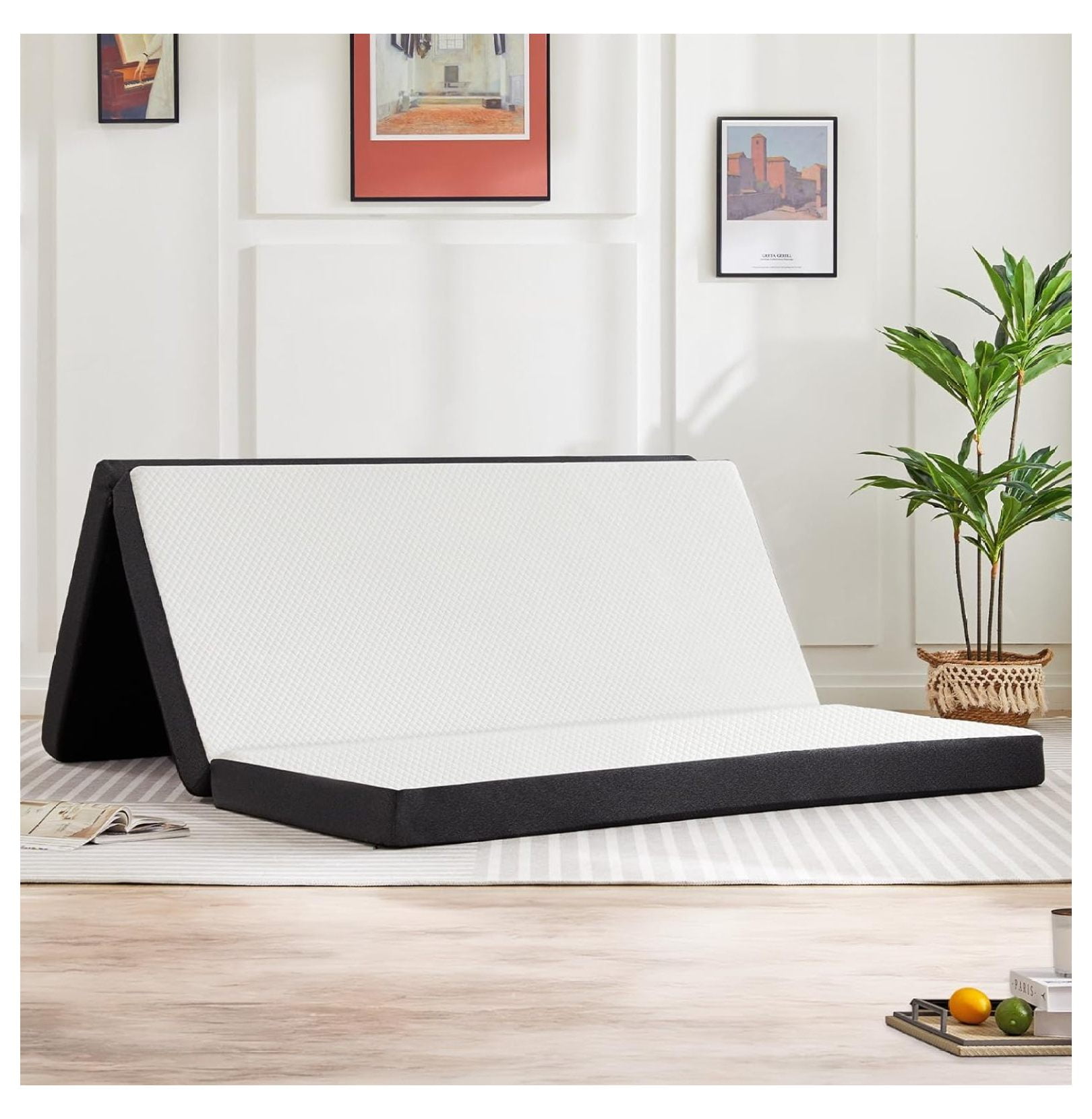 LfucQd Folding Mattress, 4 inch Tri-Fold Memory Foam Mattress, Foldable ...