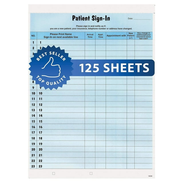 LfucQd Patient Sign-In Label Forms, 8-1/2" x 11" Form, Blue, 23 Labels ...