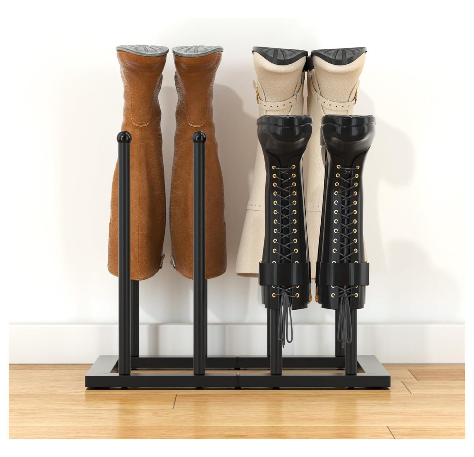 LfucQd Standing Shoe Racks, Boot Organizer for Tall Boots, Black Metal ...