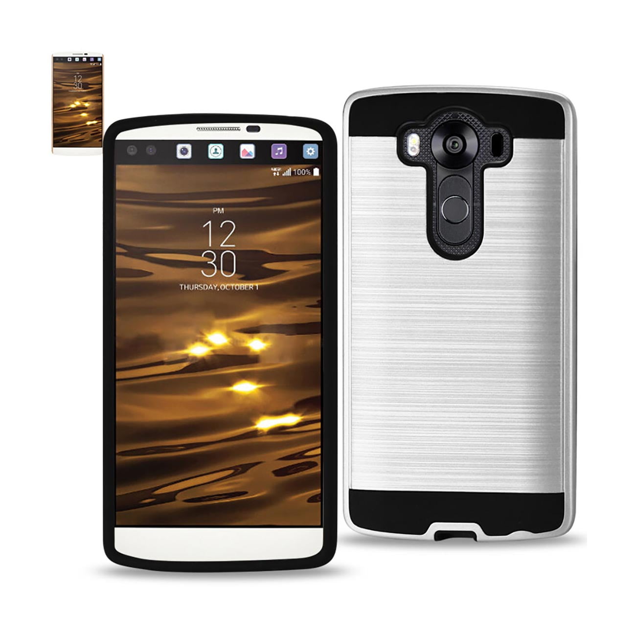 Lg V10 Hybrid Metal Brushed Texture Case In White - Walmart.com