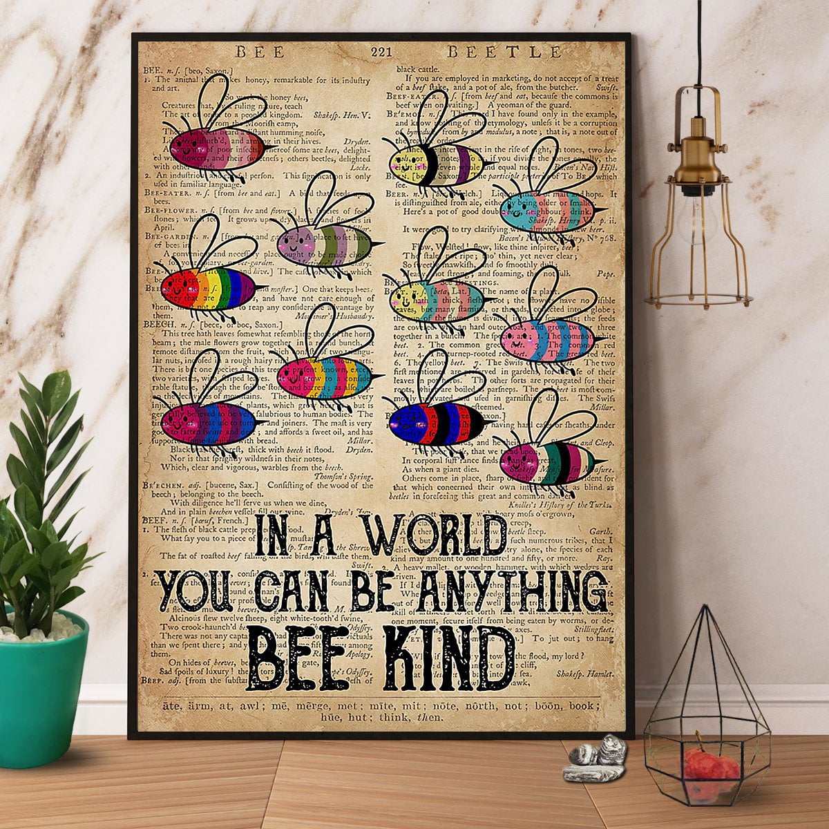 Lgbt Bee In A World You Can Be Anything Bee Kind Paper Poster No Frame ...