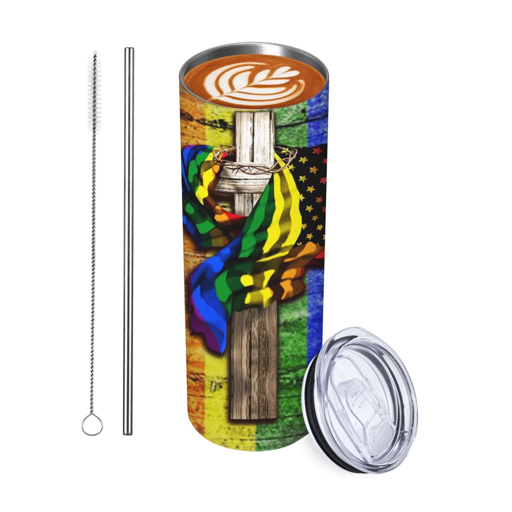 Lgbt Christian Cross 20oz Coffee Mug Cup,Stainless Steel Thermos Water ...