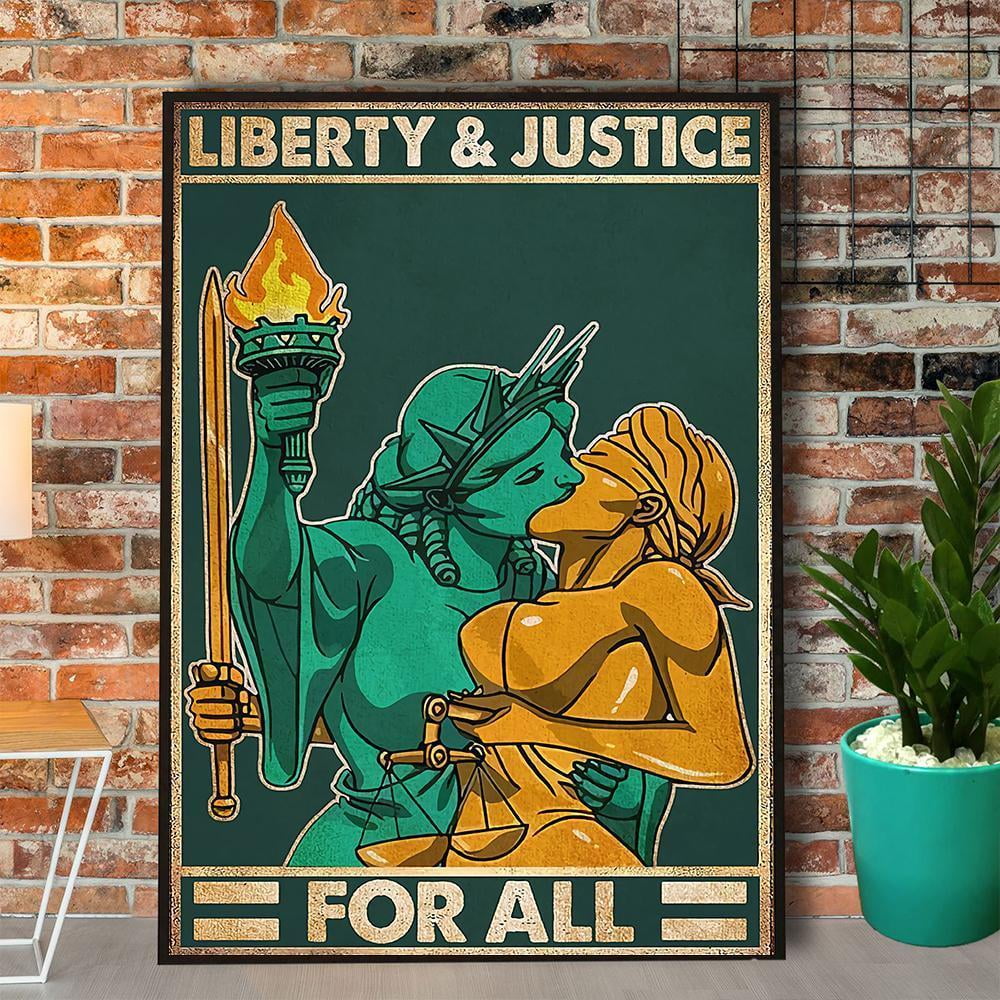 Lgbt Liberty And Justice For All Satin Poster Wall Art Decor 16 x 24 ...