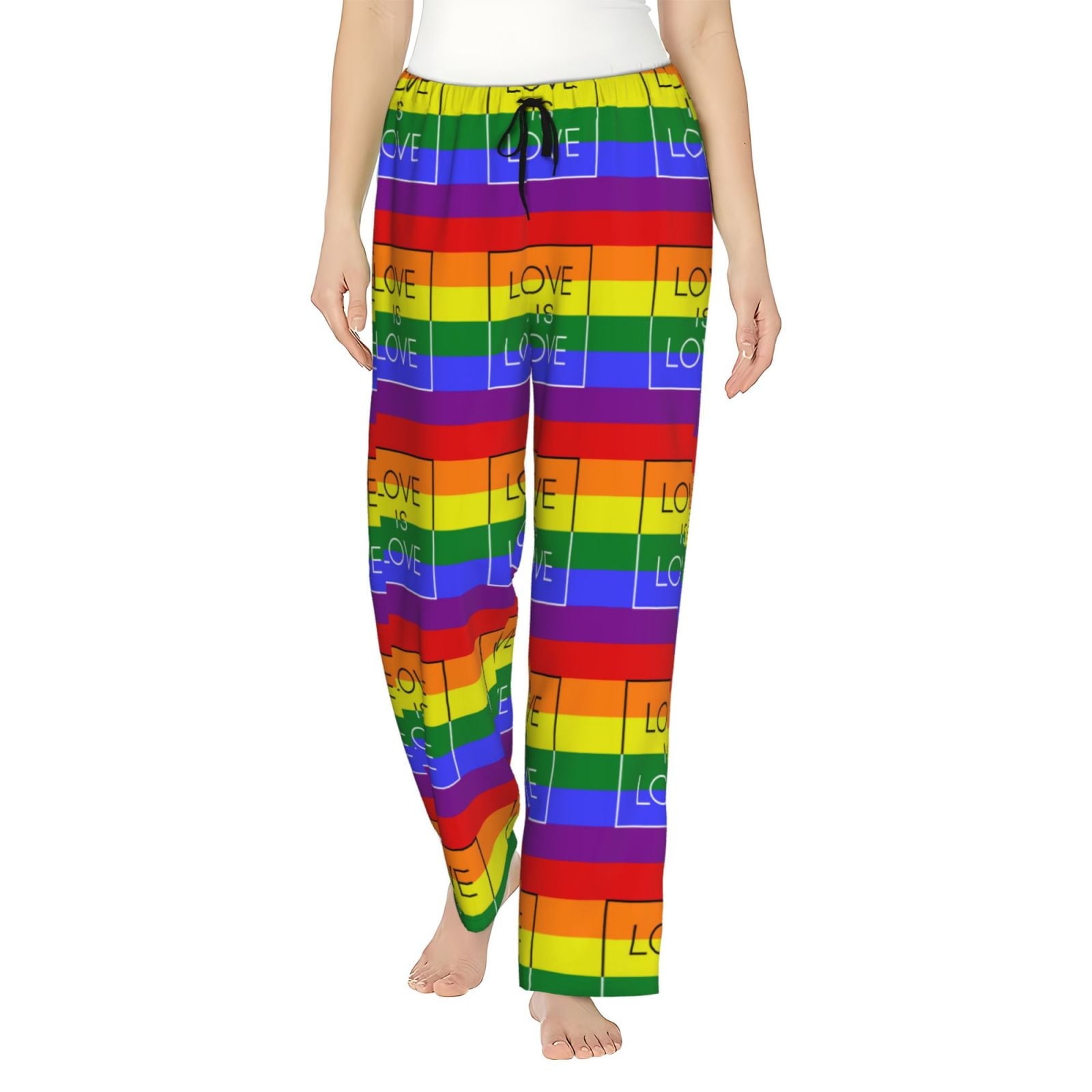 Lgbt Pride Month Rainbow Love Is Love Women'S Pajama Pants Straight Leg ...
