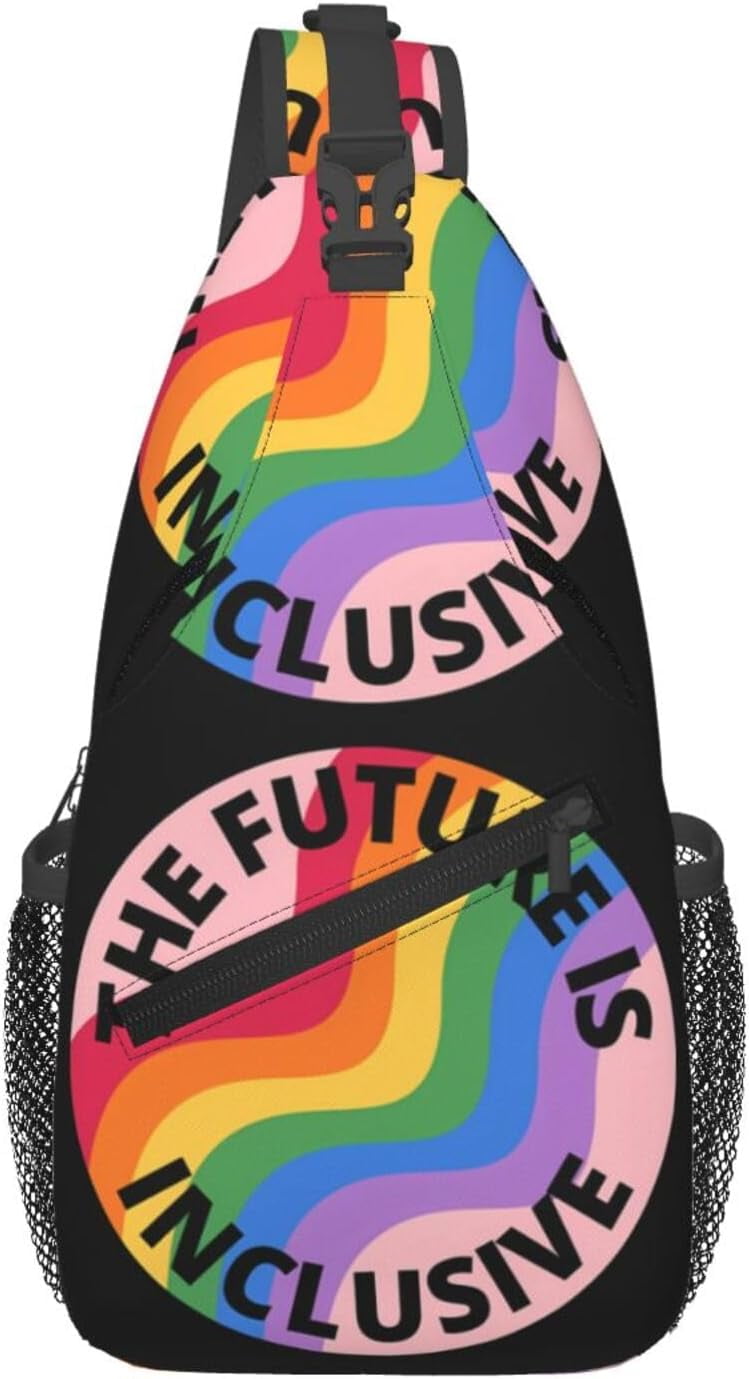 Lgbt Pride Rainbow Gay The Future Is Inclusive Pink Chest Sling Bag ...