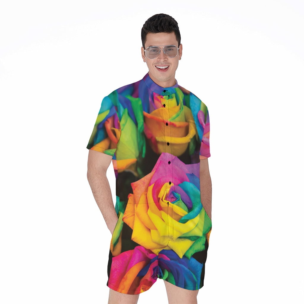 Lgbt Pride Rainbow Roses Short Sleeve Men'S Rompers, Lgbt Lgbtq+ Pride ...
