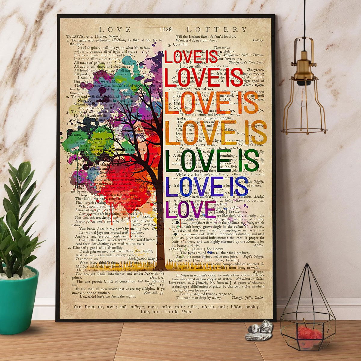 Lgbt Tree Love Is Love Vintage Paper Poster No Frame Matte Wall Art ...