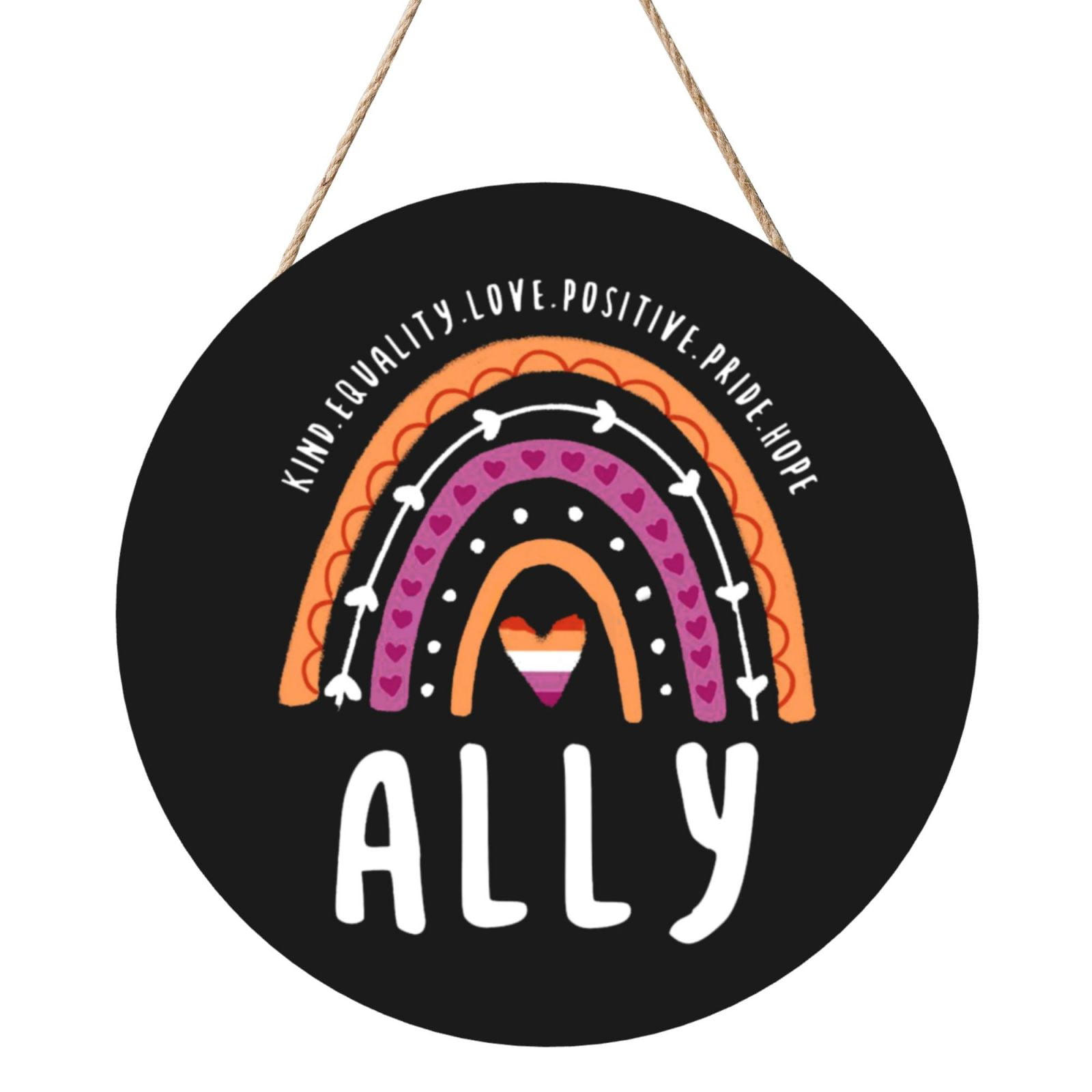 Lgbtq Gay Lesbian Ally Pride Flag Wooden Hanging Sign Ornament Welcome ...