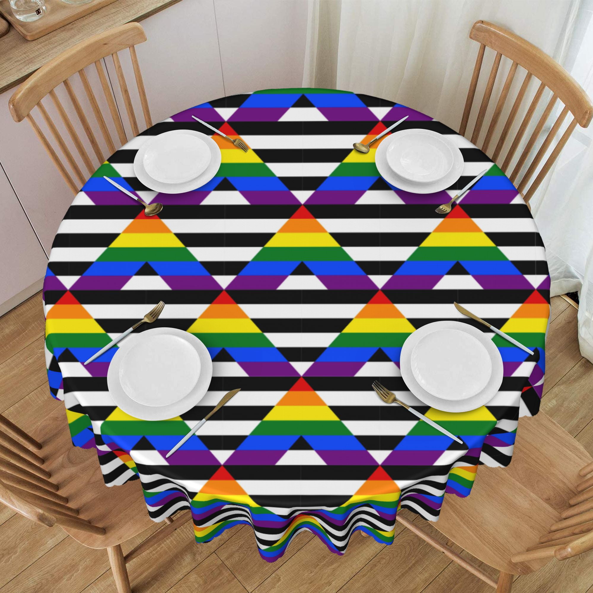 Lgbtq Gay Straight Ally Pride Flag Circular Tablecloth Waterproof Anti ...