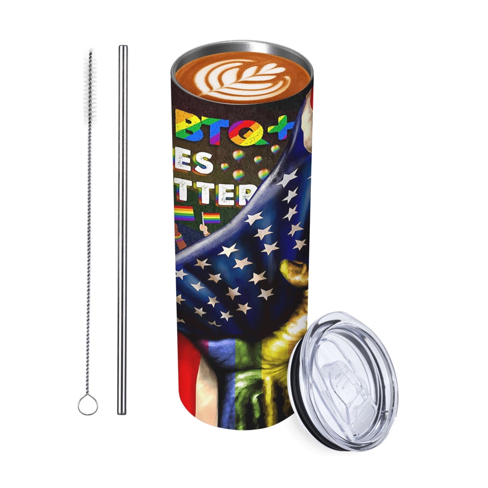 Lgbtq Lives Matter 20oz Coffee Mug Cup,Stainless Steel Thermos Water ...
