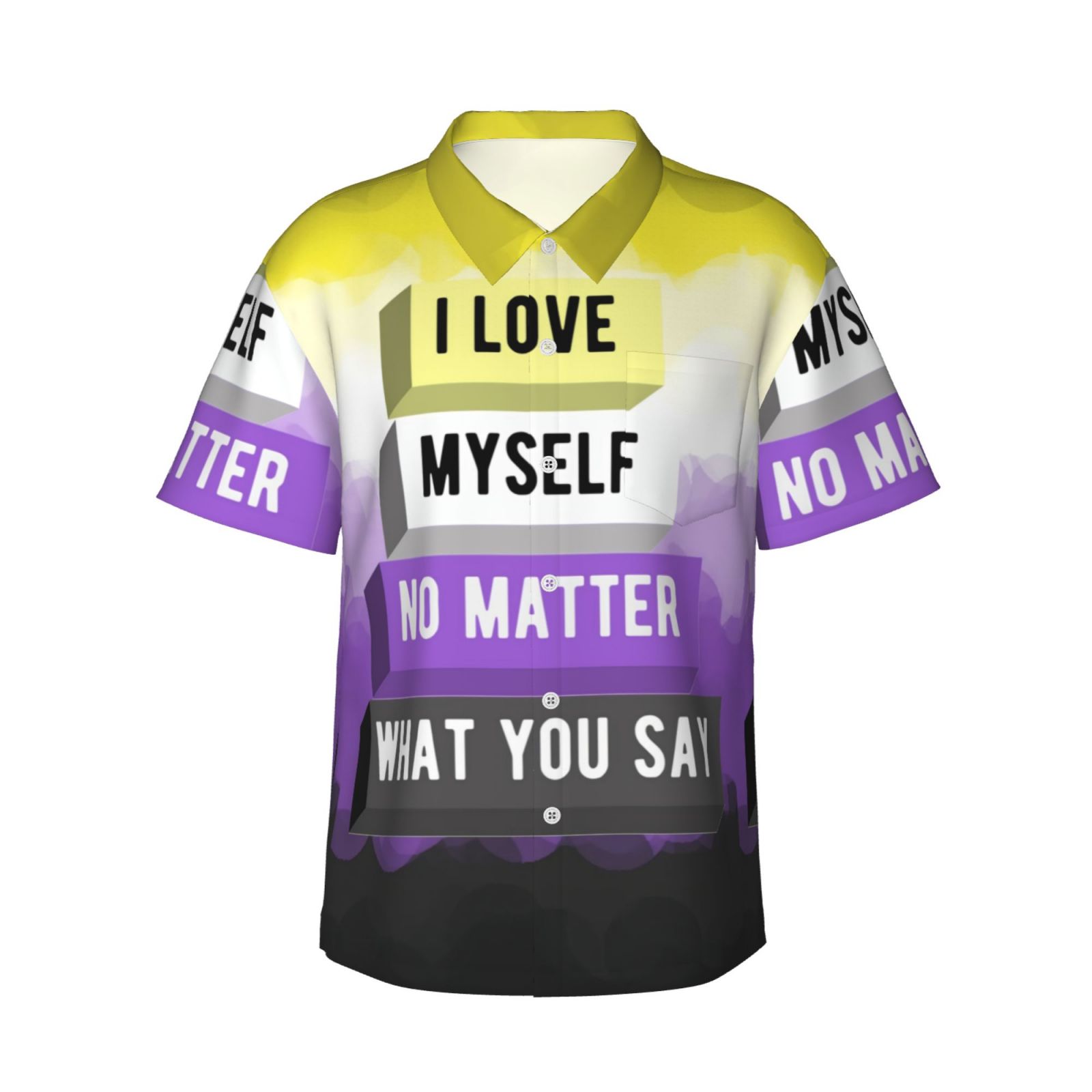 Lgbtq Nonbinary Pride Mens Hawaiian Shirt Button Down Short Sleeve ...