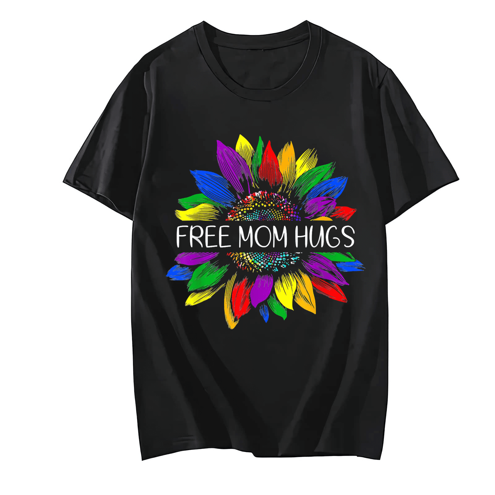 Lgbtq Pride Free Mom Hugs Shirt Sunflower Rainbow Hippie LGBT Printed ...