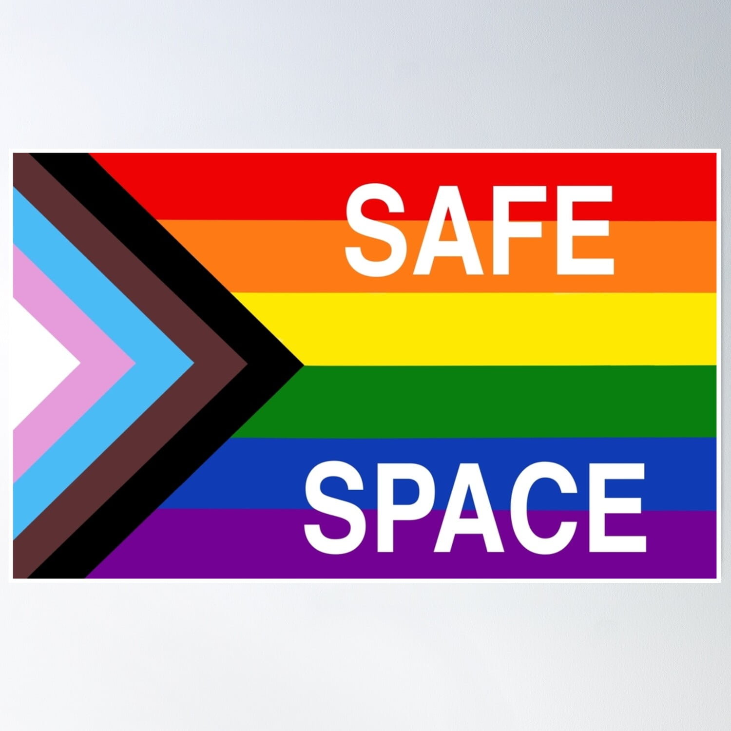 Lgbtq+ Safe Space - Progress Pride Flag Poster Wall Art, Modern Wall ...