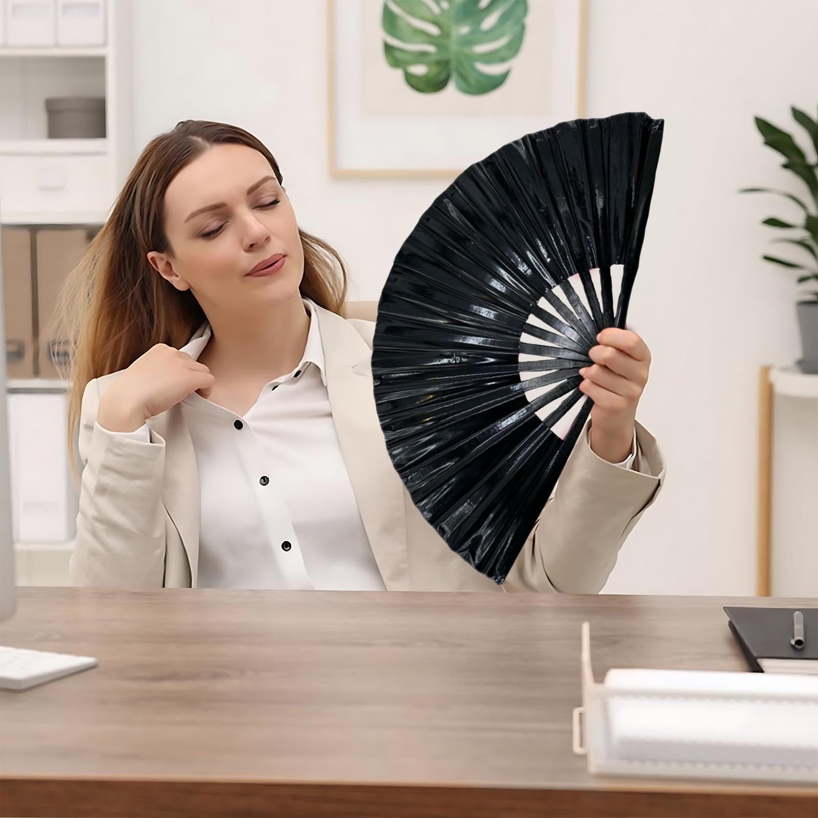 Lggsban Boots on The Ground Fan, New Large Folding Hand Fan Line Dance ...