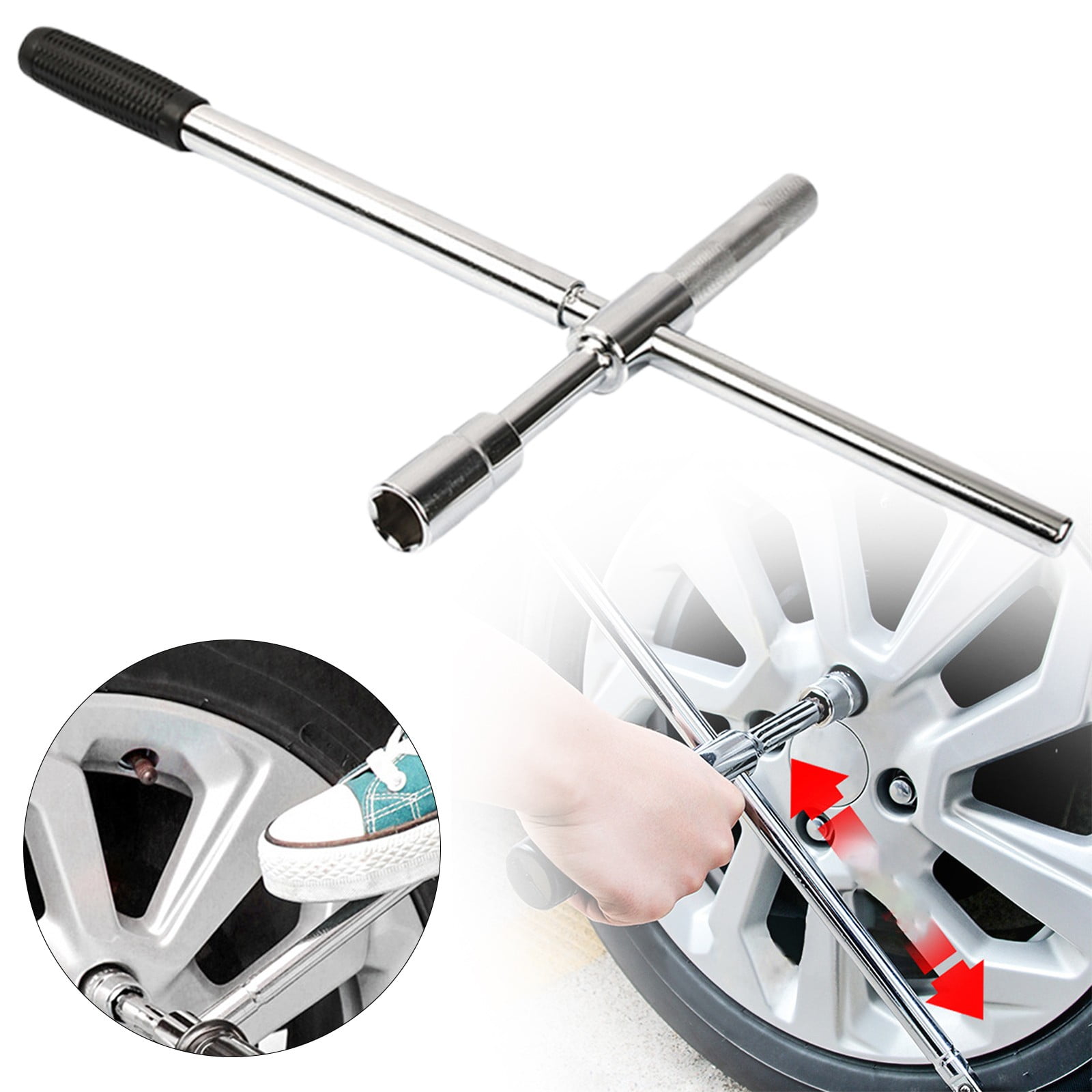 Lggsban Extended Lug Wrench, 4 Way Tire Iron for Car, Lug Nut Removal ...