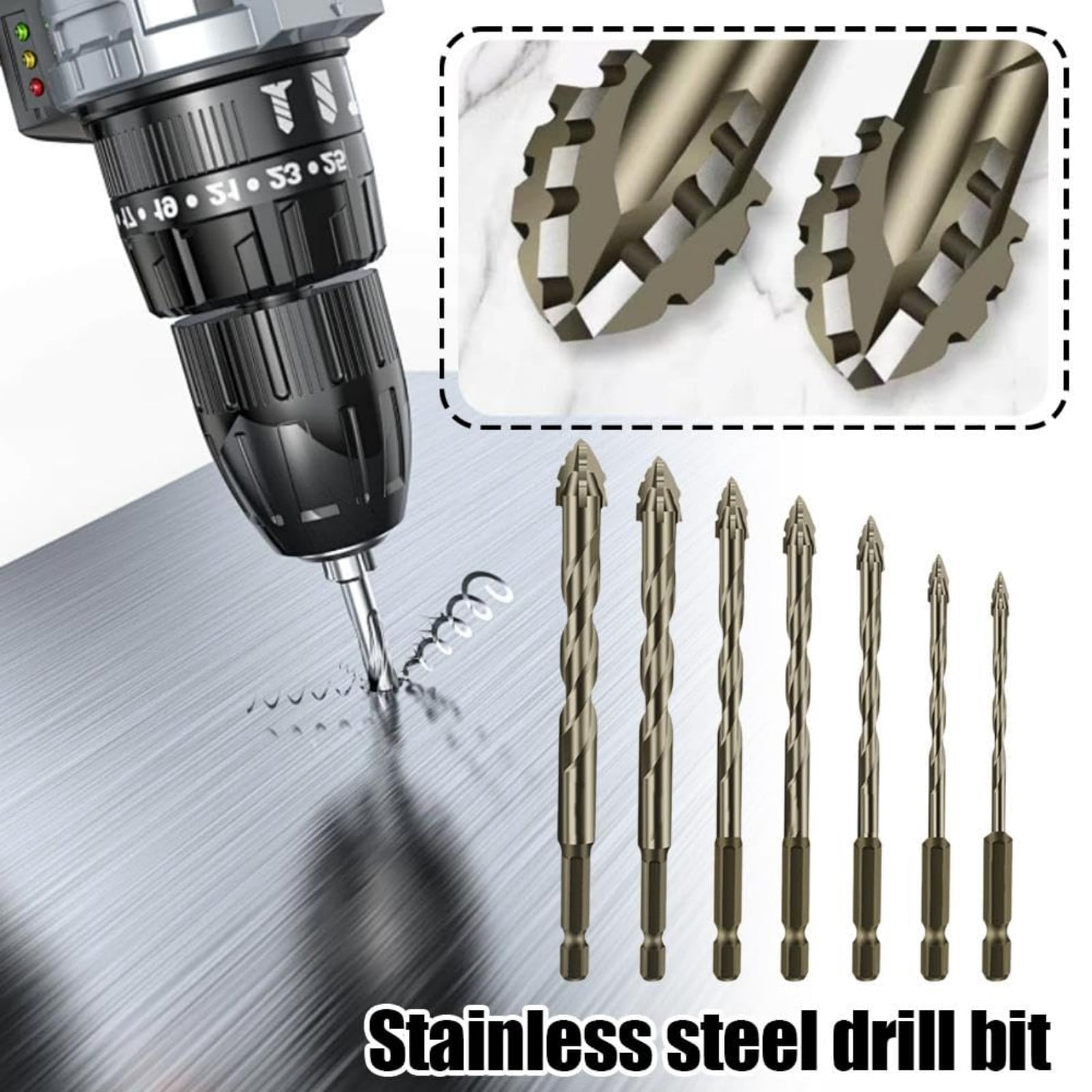 Lggsban New Four-Flute Sawtooth Eccentric Drill Bit, New Four Serrated ...