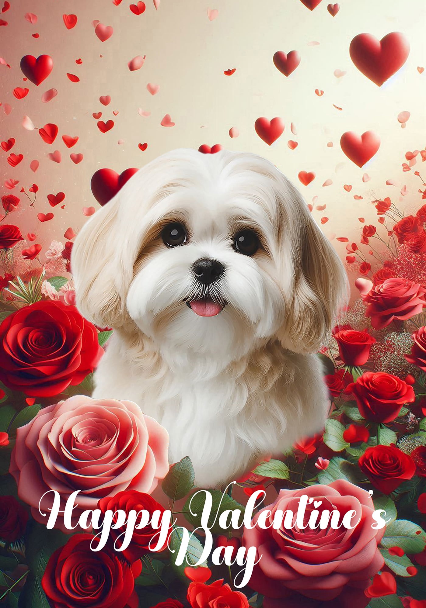 Lhasa Apso Cream - Best of Breed Valentines Day Outdoor Garden Flag 12 ...