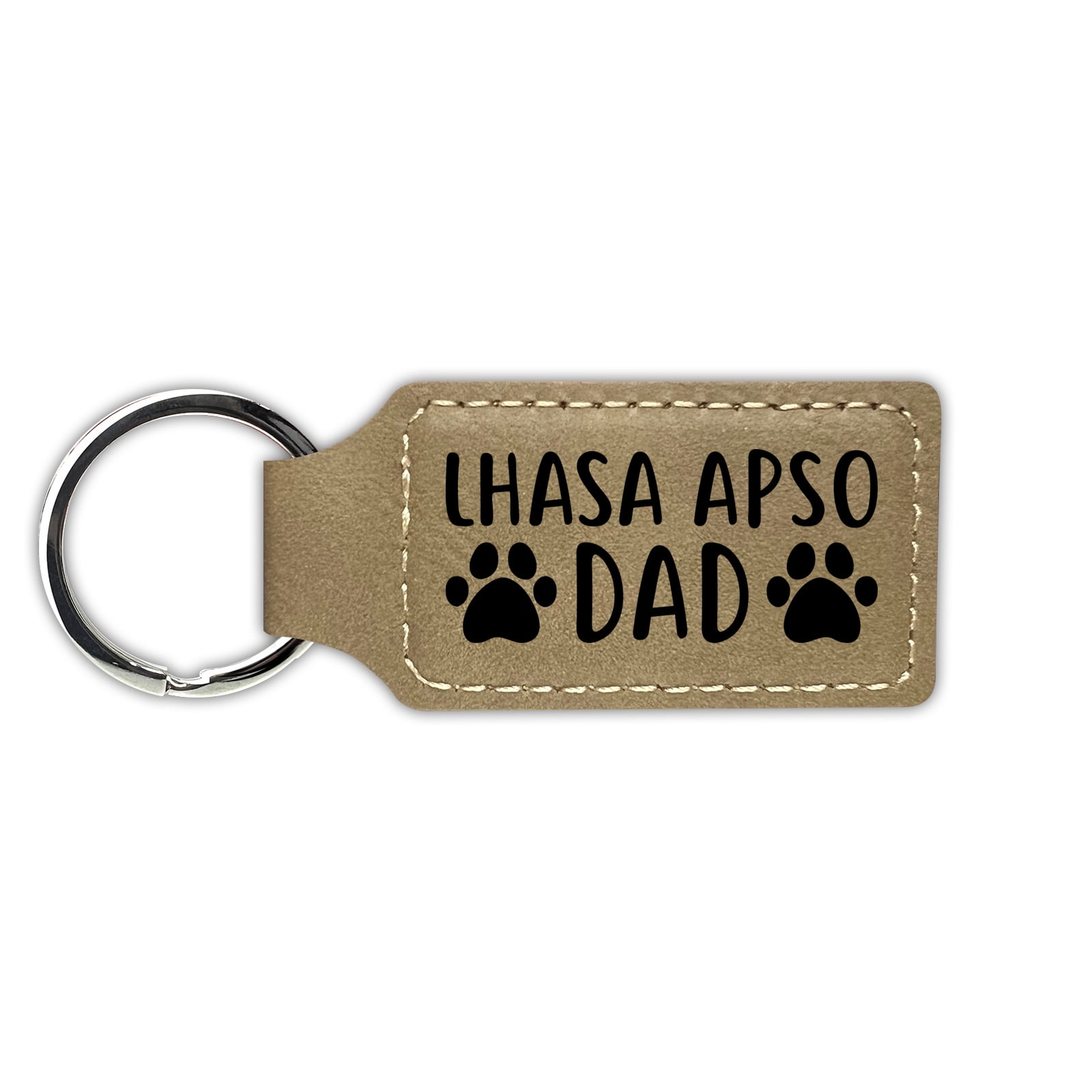 Lhasa Apso Dad Keychain Leatherette Rectangle - Laser Engraved - Many ...