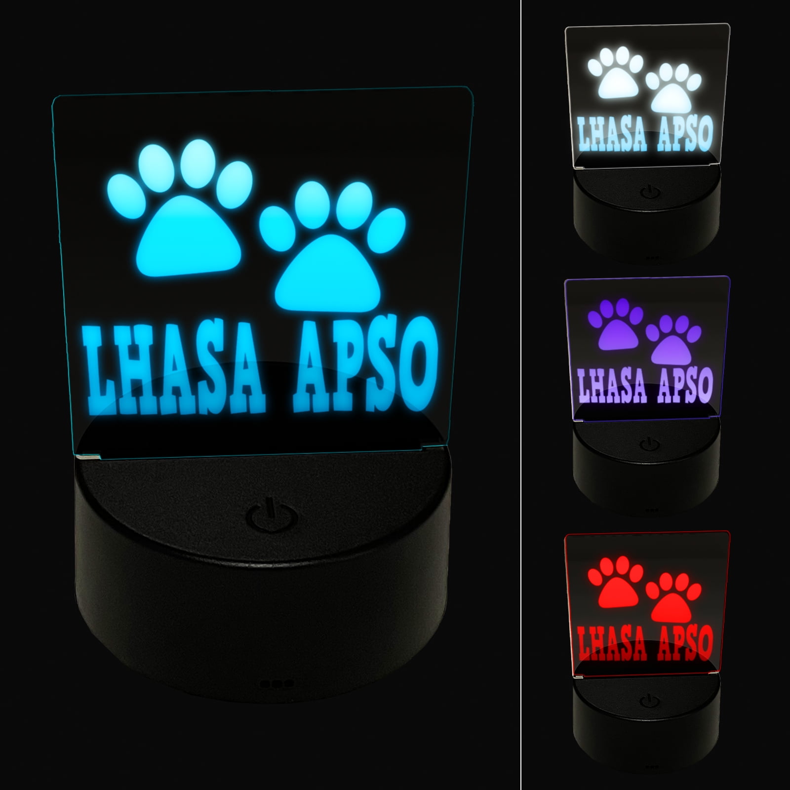 Lhasa Apso Dog Paw Prints Fun Text LED Night Light Sign 3D Illusion ...