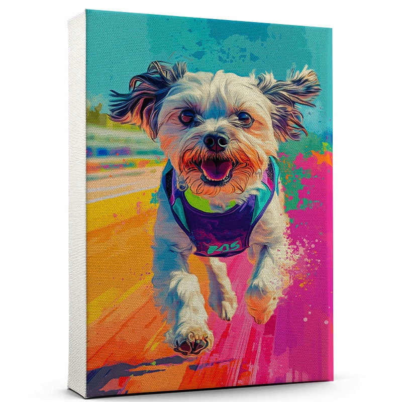 Lhasa Apso Dog Playing Running Stretched Canvas Size 8x12 – Vintage ...