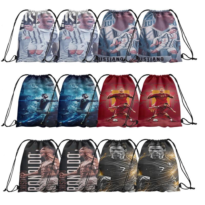 Lheaggik 12 PCS Football Super Star Candy Drawstring Bag Ronaldo Drawstring Bags for Boys and ...