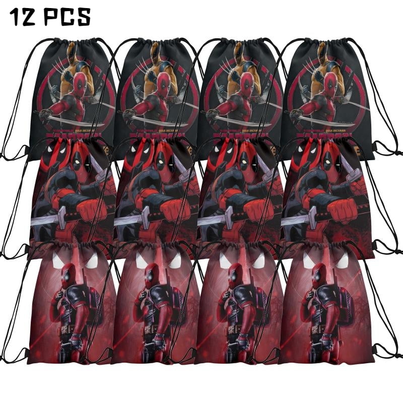 Lheaggik 12 Packs Deadpool And Wolverine Movie Candy Drawstring Bag Drawstring Goodie Favor Bags ...