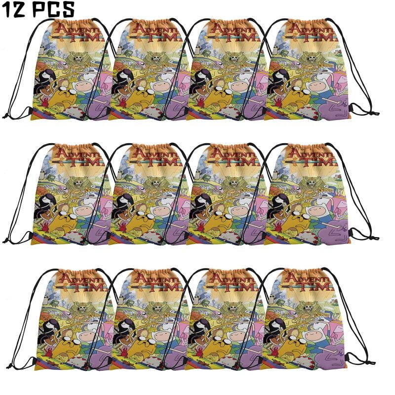 Lheaggik 12 packs Adventure Time Candy Drawstring Bag Drawstring Goodie Favor Bags for Boys and ...