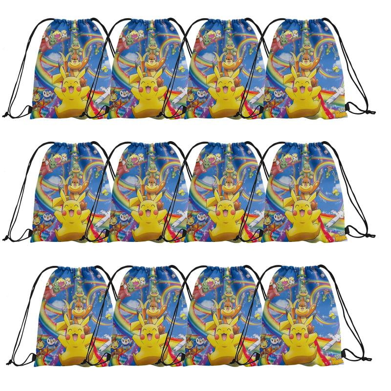 Lheaggik 12 packs Poke-mon candy drawstring bag drawstring goodie favor bags for boys and girls ...