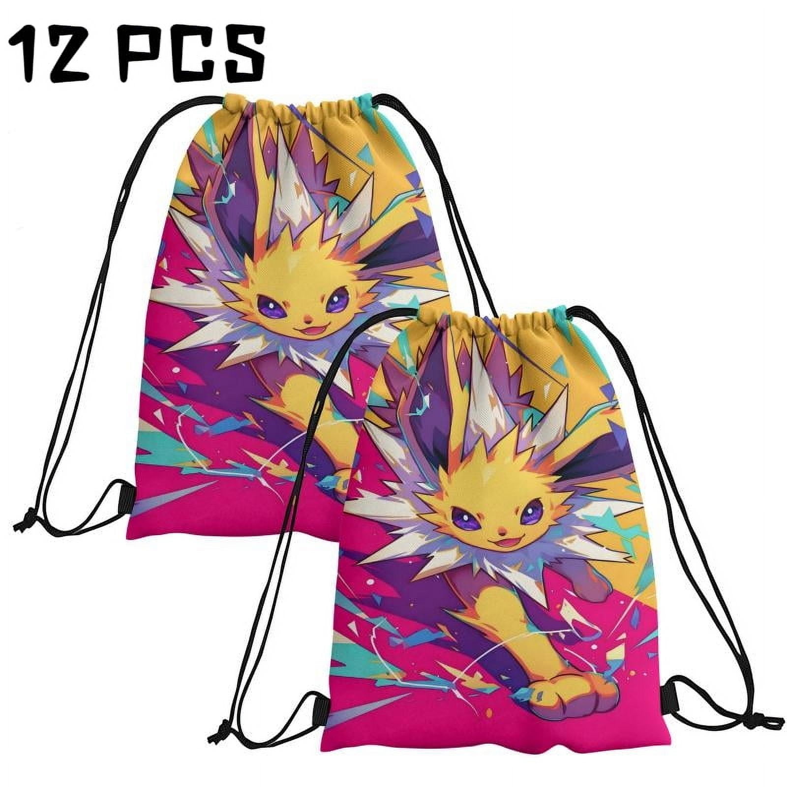 Lheaggik 12 packs Pokemon candy drawstring bag drawstring goodie favor bags for boys and girls ...