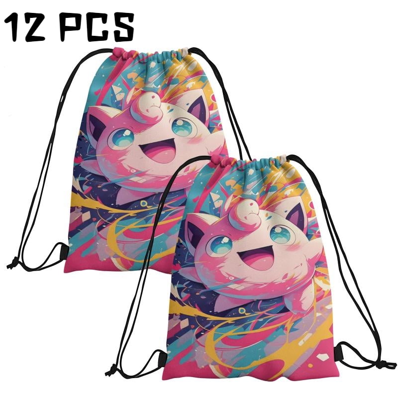 Lheaggik 12 packs Pokemon candy drawstring bag drawstring goodie favor bags for boys and girls ...