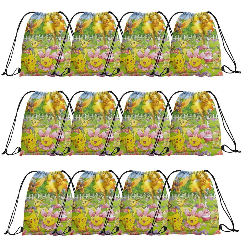 Lheaggik 12pcs Poke-mon Party Drawstring Bag Reusable Pokemon Cartoon Goodie Favor Bags for ...