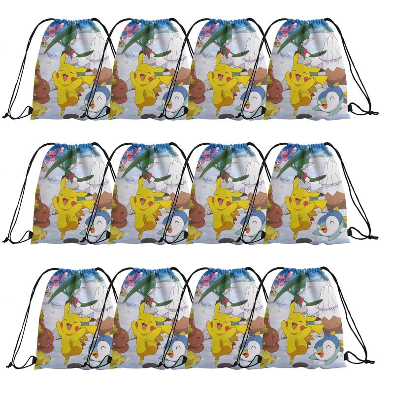 Lheaggik 12pcs Poke-mon Party Drawstring Bag Reusable Pokemon Cartoon Goodie Favor Bags for ...