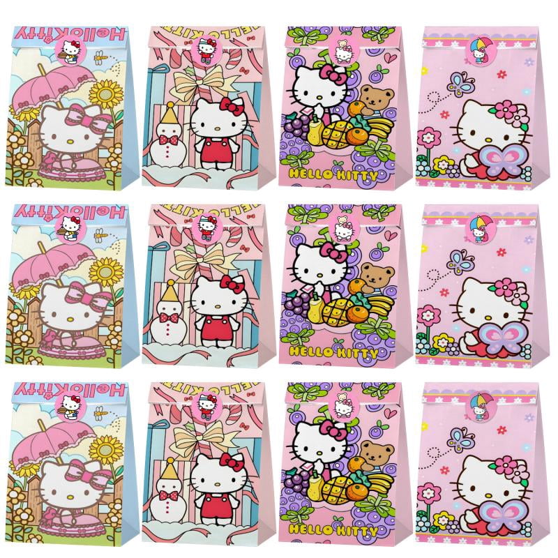Lheaggik 24 PCS Party Favor Candy Bags for Hello Cartoon Kitty Themed ...