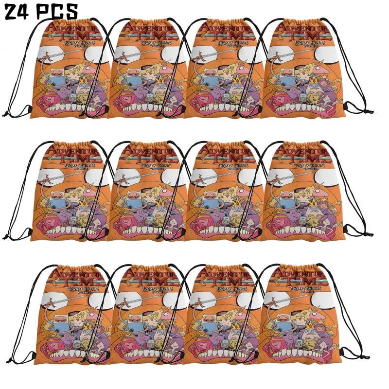 Lheaggik 24 packs Adventure Time Candy Drawstring Bag Drawstring Goodie Favor Bags for Boys and ...