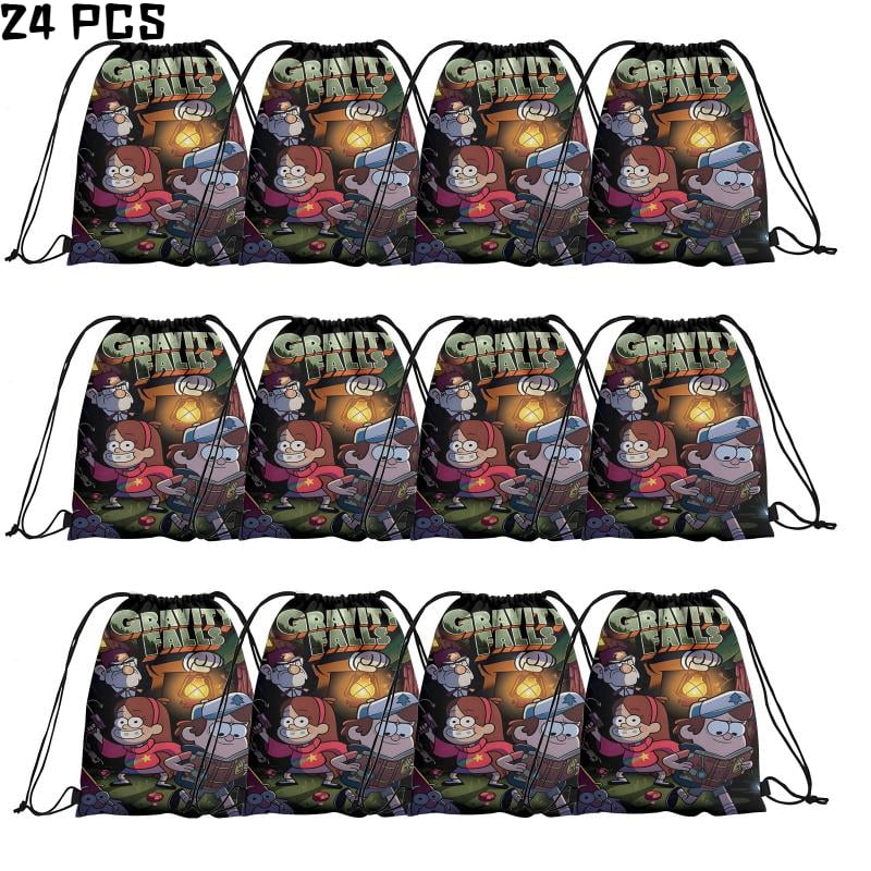Lheaggik 24 packs Gravity Falls Candy Drawstring Bag Drawstring Goodie Favor Bags for Boys and ...