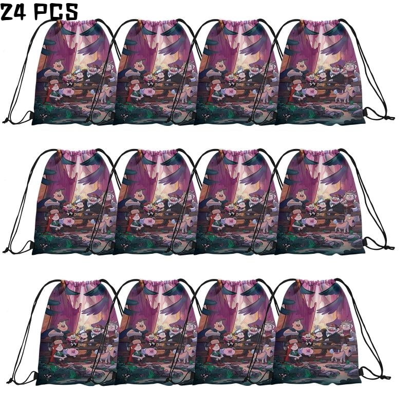Lheaggik 24 packs Gravity Falls Candy Drawstring Bag Drawstring Goodie Favor Bags for Boys and ...