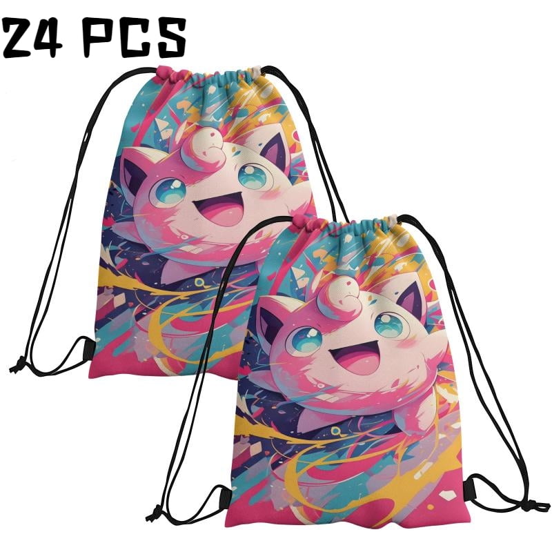 Lheaggik 24 packs Pokemon candy drawstring bag drawstring goodie favor bags for boys and girls ...