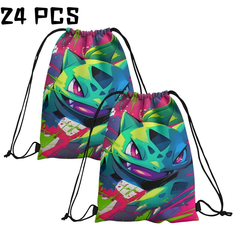 Lheaggik 24 packs Pokemon candy drawstring bag drawstring goodie favor bags for boys and girls ...